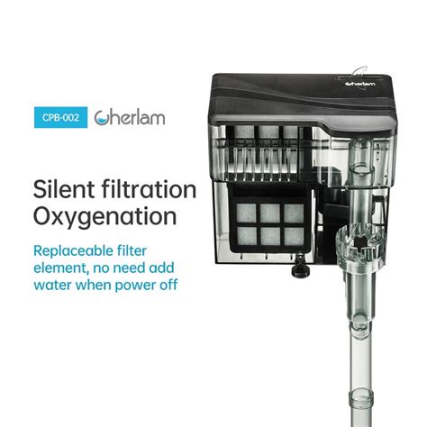 กรองน้ําตก Cherlam Premium พร้อมแผ่นกรองหมุนหมุนออกแบบใหม่สําหรับตู้ปลา
