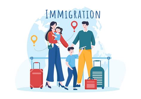 Immigration Template Hand Drawn Cartoon Flat Illustration Of Document