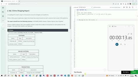 Hacker Rank Coding Challenge Sql Online Shopping Report Youtube