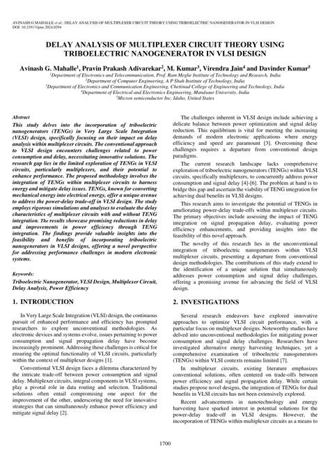 Pdf Delay Analysis Of Multiplexer Circuit Theory Using Triboelectric Nanogenerator In Vlsi Design