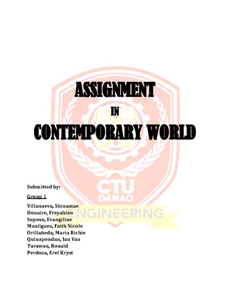 Assignment In Cw Assignment In Contemporary World Submitted By Group