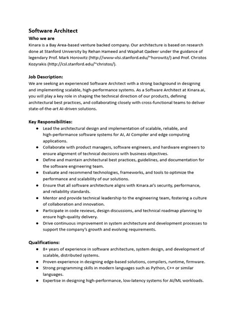 Jd Kinara Software Architect Pdf