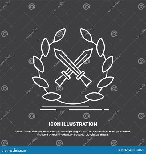 Battle Emblem Game Label Swords Icon Line Vector Symbol For Ui And Ux Website Or Mobile