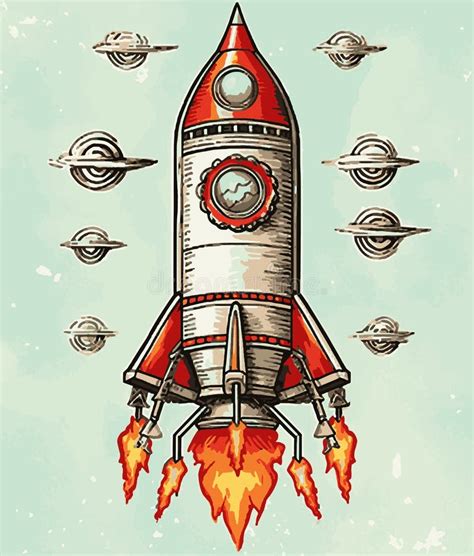 Rocket Flies In Space Stock Vector Illustration Of Advertising 281878859