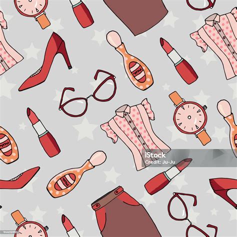 Seamless Fasion Background With Woman Clothes Stock Illustration