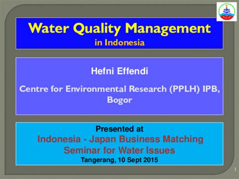 pdf water quality management in indonesia