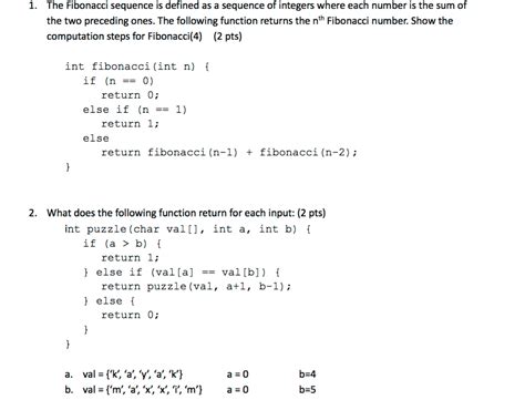 Solved 1 The Fibonacci Sequence Is Defined As A Sequence Of