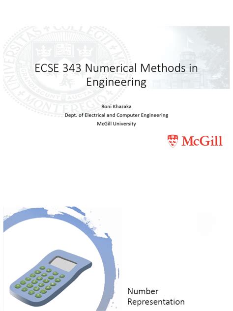 Lecture 1 Numberrepresentation Ecse 343 Pdf