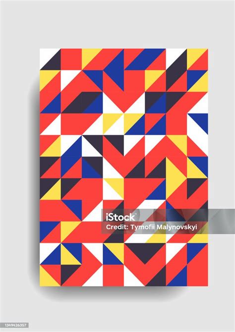 복고풍 기하학적 커버 스위스 모더니즘 플랫 레트로 기하학적 커버 디자인 다채로운 모더니즘 간단한 모양 구성 미래 지향적인 패턴