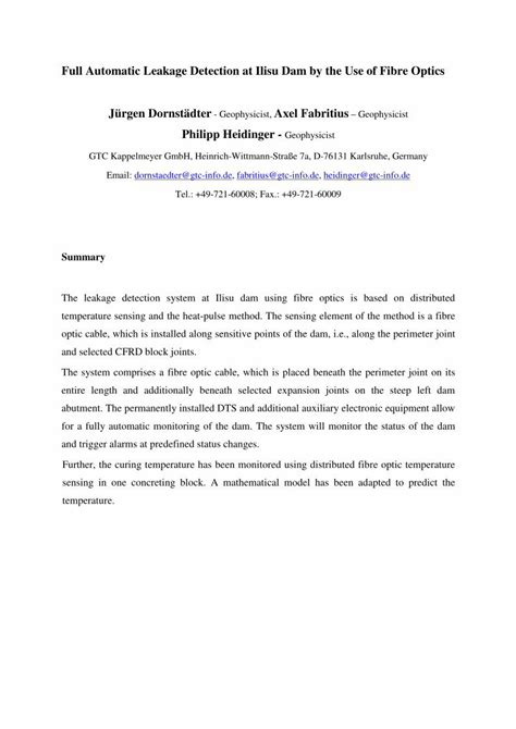 Pdf Full Automatic Leakage Detection At Ilisu Dam By … With A Temperature Gradient Between