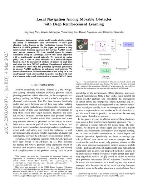 Local Navigation Among Movable Obstacles With Deep Reinforcement Learning Deepai
