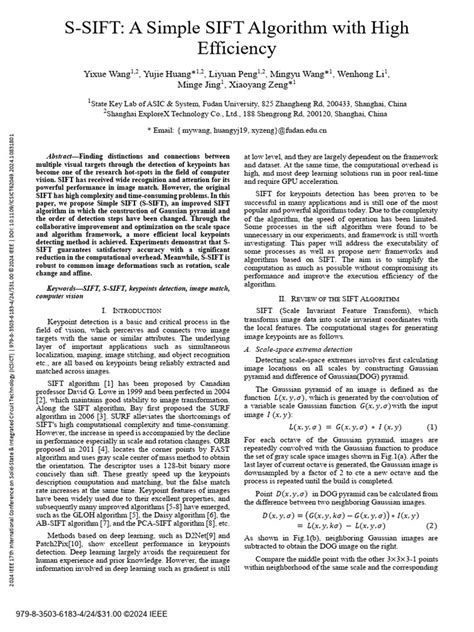 S Sift A Simple Sift Algorithm With High Efficiency Pdf