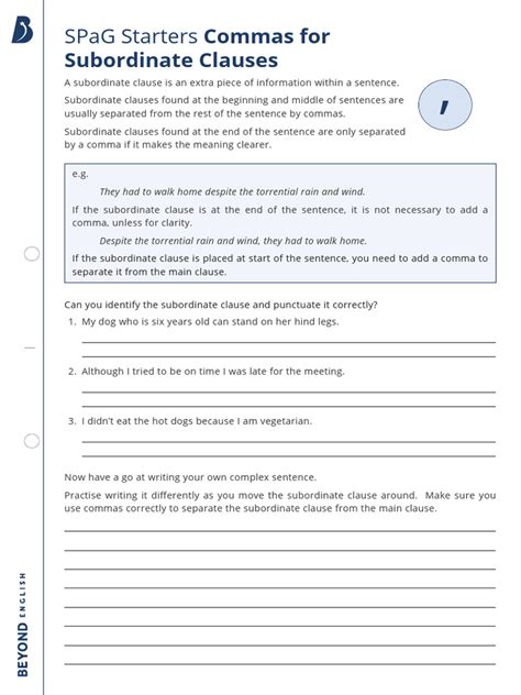 Punctuation Commas For Subordinate Clauses Pdf