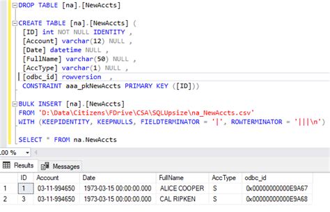 Sql Server Bulk Insert Csv Into A Sql Server Table Sql
