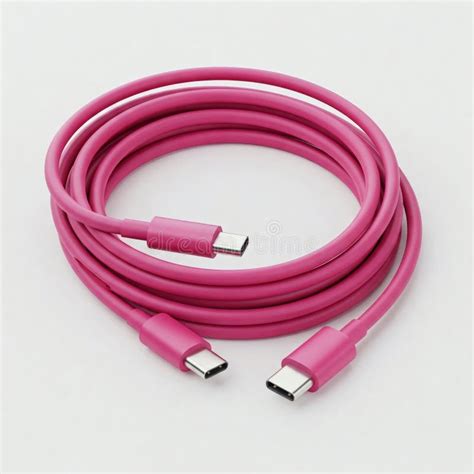Pink Usb Cable On A White Background 3d Render Image Stock Illustration Illustration Of Cable