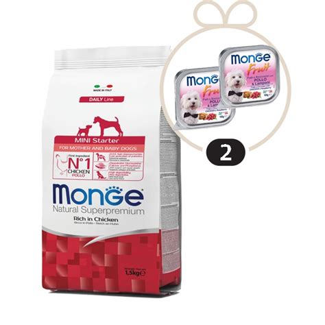 Monge მშრალი საკვები სამ თვემდე ლეკვებისთვის ქათმის ხორცით 1 5 კგ საჩუქარი Veli Store