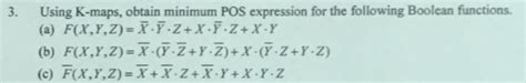 Solved 3 Using K Maps Obtain Minimum Pos Expression For