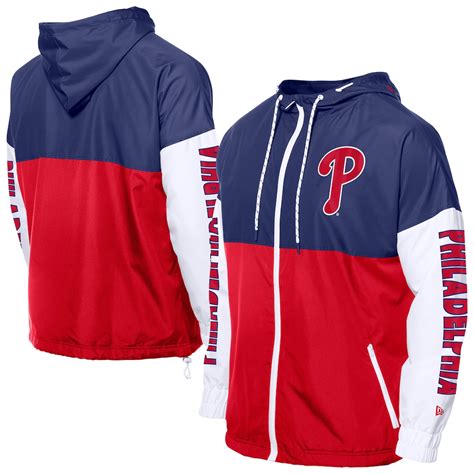 Mens Philadelphia Phillies New Era Redroyal Color Block Full Zip