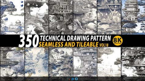 Artstation 350 Technical Drawing Pattern Vol18 8k Res Artworks