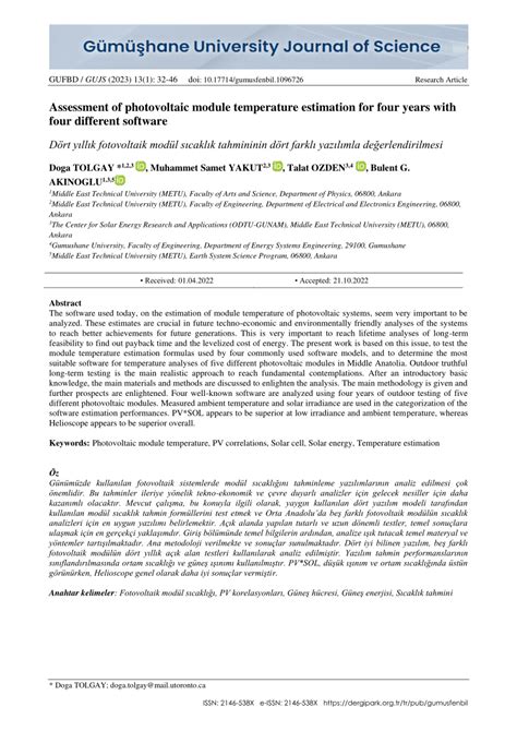 Pdf Assessment Of Photovoltaic Module Temperature Estimation For Four Years With Four