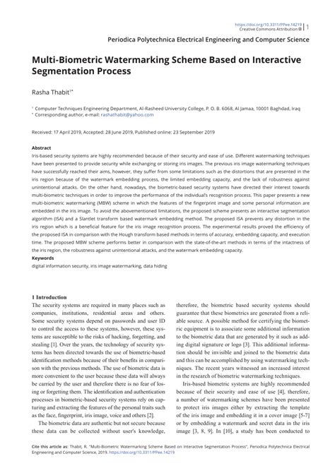 Pdf Multi Biometric Watermarking Scheme Based On Interactive Segmentation Process