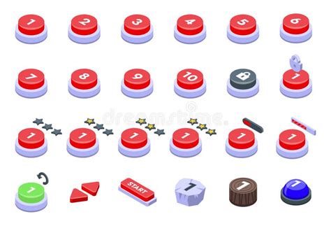 Select Game Level Icons Set Isometric Vector Indicator Pointer Stock