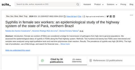 Syphilis In Female Sex Workers An Epidemiological Study Of The Highway System Of The State Of Syphilis In Female Sex Workers An Epidemiological Study Of The Highway System Of The State Of