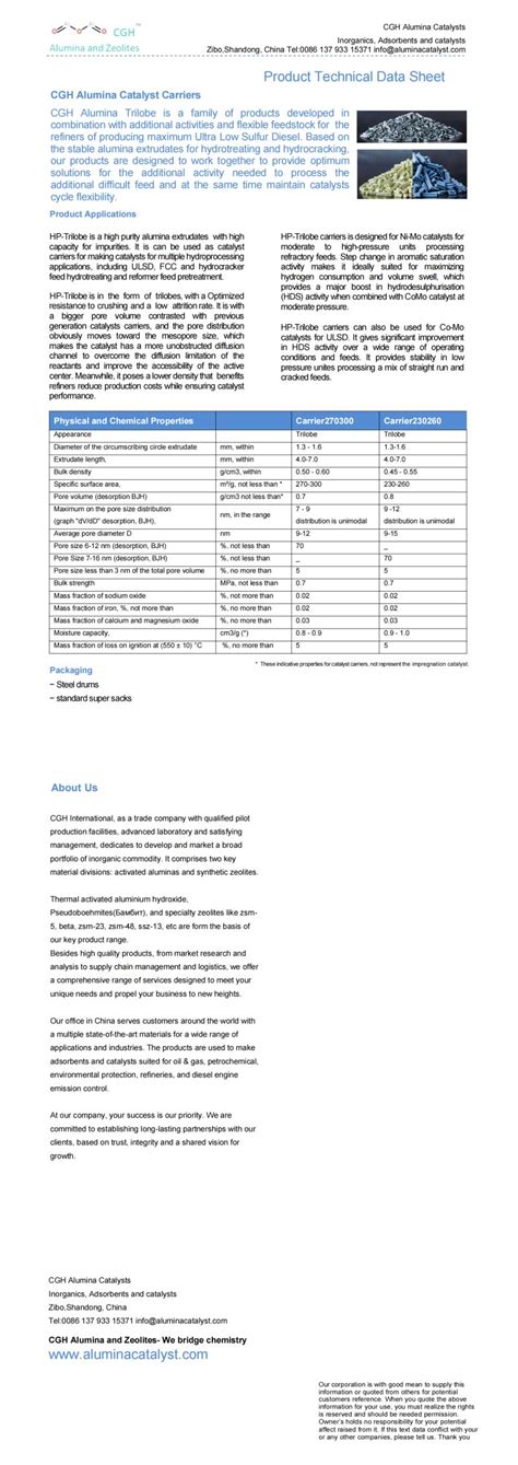 Alumina Catalyst Carriers Hydroprocessinghydrotreatingdistillate