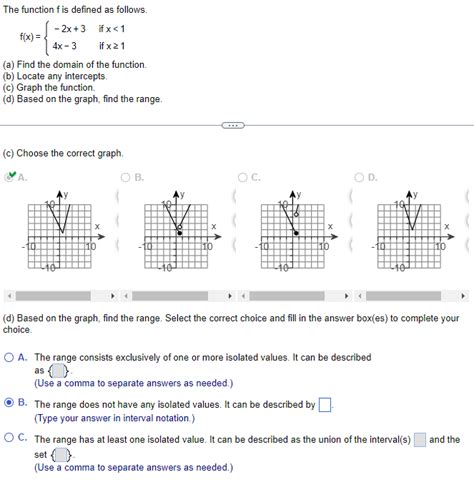 Solved D Based On The Graph Find The Range Select The Chegg Com