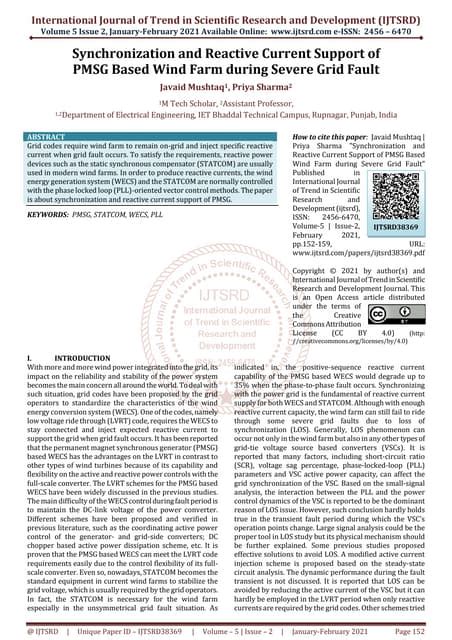 Synchronization And Reactive Current Support Of Pmsg Based Wind Farm During Severe Grid Fault