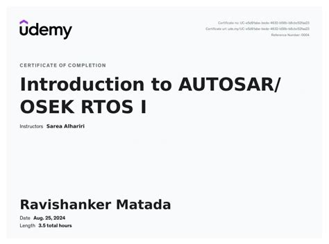 Embeddedsystems Rtos Autosar Osek Udemy Ravishanker Matada