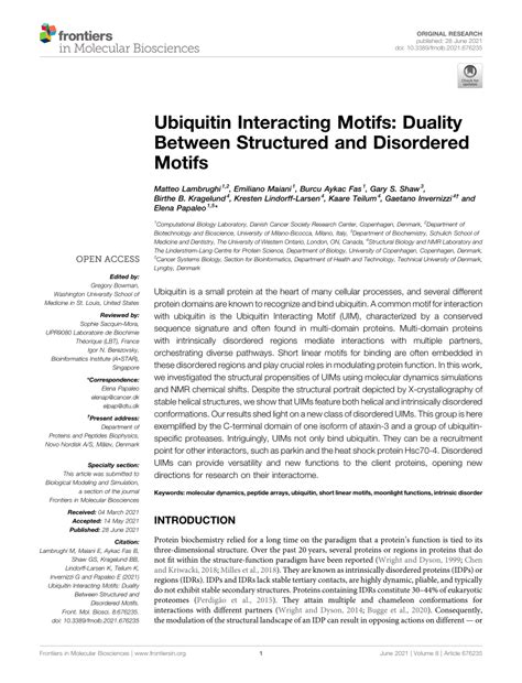 pdf ubiquitin interacting motifs duality between structured and