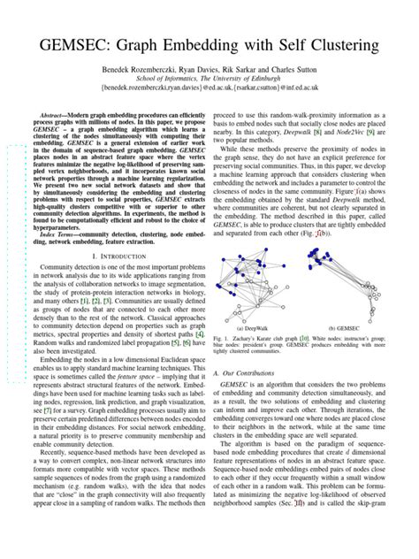 Gemsec Graph Embedding And Clustering Pdf Cluster Analysis Applied