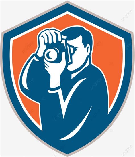 Photographer Aiming Camera Shield Retro Camera Man Dslr Vector Camera Man Dslr Png And Vector