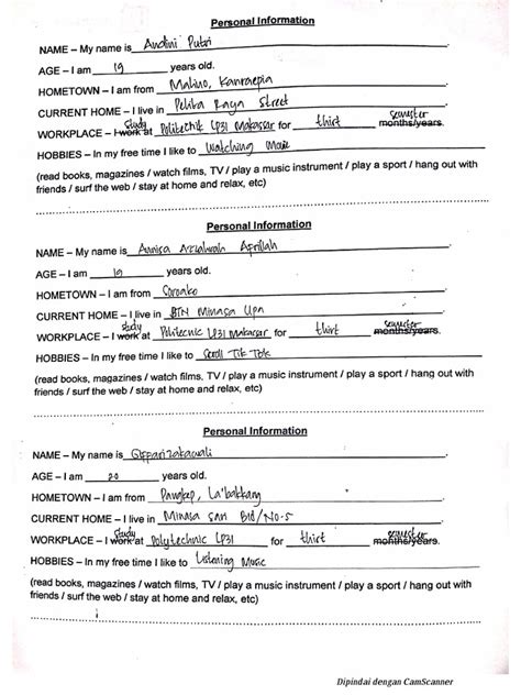 Personal Information Pdf