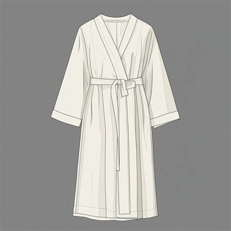 Dressing Gown Flat Technical Cad Drawing Vector Template Premium Ai Generated Image
