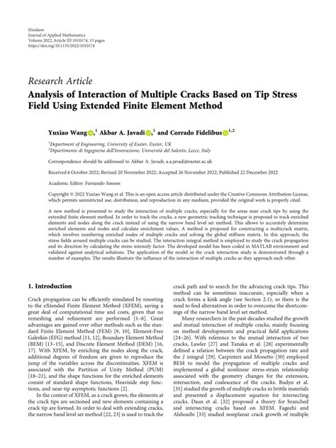 Pdf Analysis Of Interaction Of Multiple Cracks Based On Tip Stress