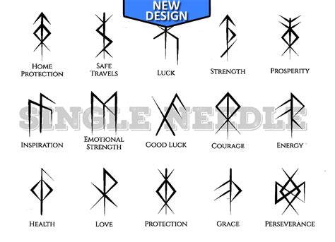Norse Viking Runes Tattoo Flash Sheet Stencil For Real Stick And Poke