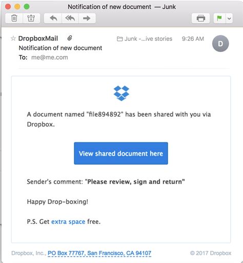 Unknown Person Sharing Dropbox File Scam