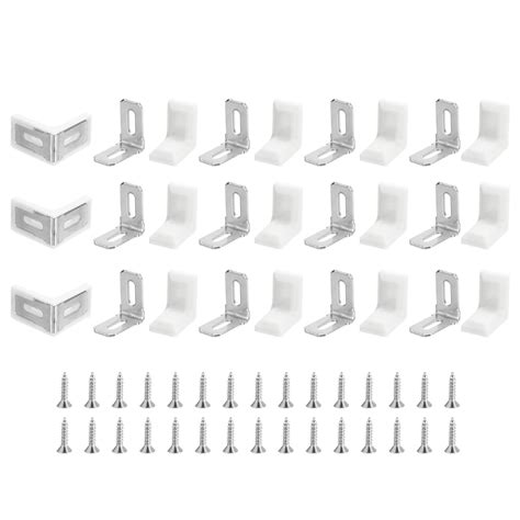 20pack Metal Plastic L Shaped Angle Bracket 28x28x17mm Shelf Corner Brace Plate With Screws