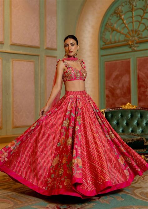 Blooming Floral Printed Lehenga Set Gowns Dresses Lehenga Bride Bridal