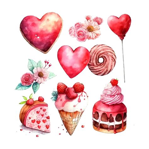 Premium Vector Vector Cute Objects And Elements For Valentines Day Cards Flowers Heart Sweets