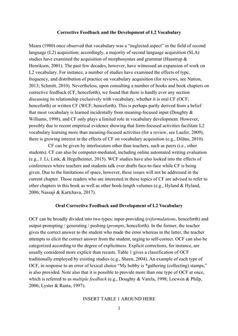 Pdf Corrective Feedback And The Development Of L2 Vocabulary