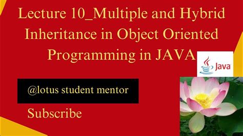 Lecture 10multiple And Hybrid Inheritance In Object Oriented Programming In Java Youtube