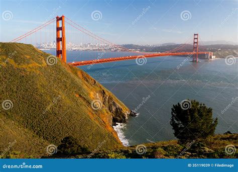 Golden Gate View From Marin Headlands Stock Image Image Of Rock
