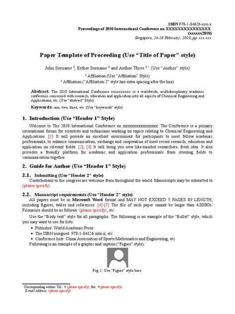 Paper Template Of Proceeding Use Title Of Paper Style Pdf