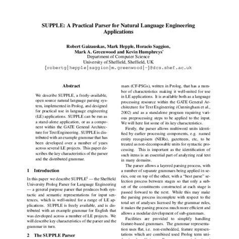 Supple A Practical Parser For Natural Language Engineering