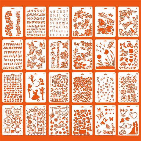 알파벳 및 숫자 스텐실 24 개 102x7 인치 Diy 드로잉 템플릿 저널 노트북용 저널 스텐실 Aliexpress