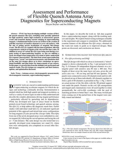 Pdf Assessment And Performance Of Flexible Quench Antenna Array Diagnostics For