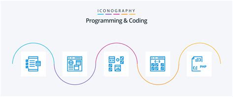 Programming And Coding Blue 5 Icon Pack Including Develop App Develop Programming